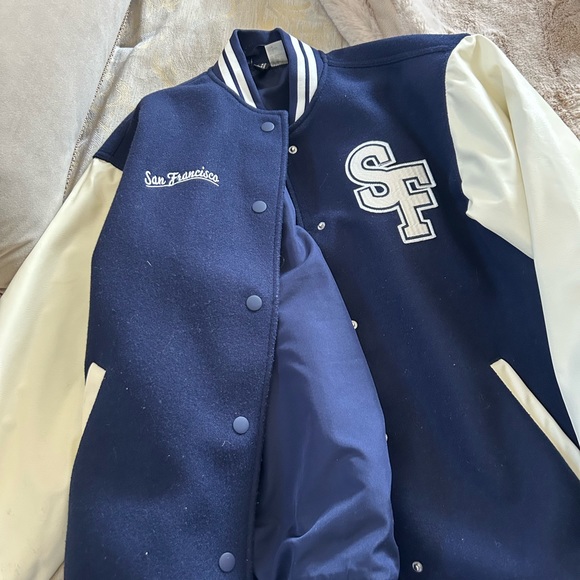 H&M | Jackets & Coats | Hm Navy Blue Varsity Jacket | Poshmark